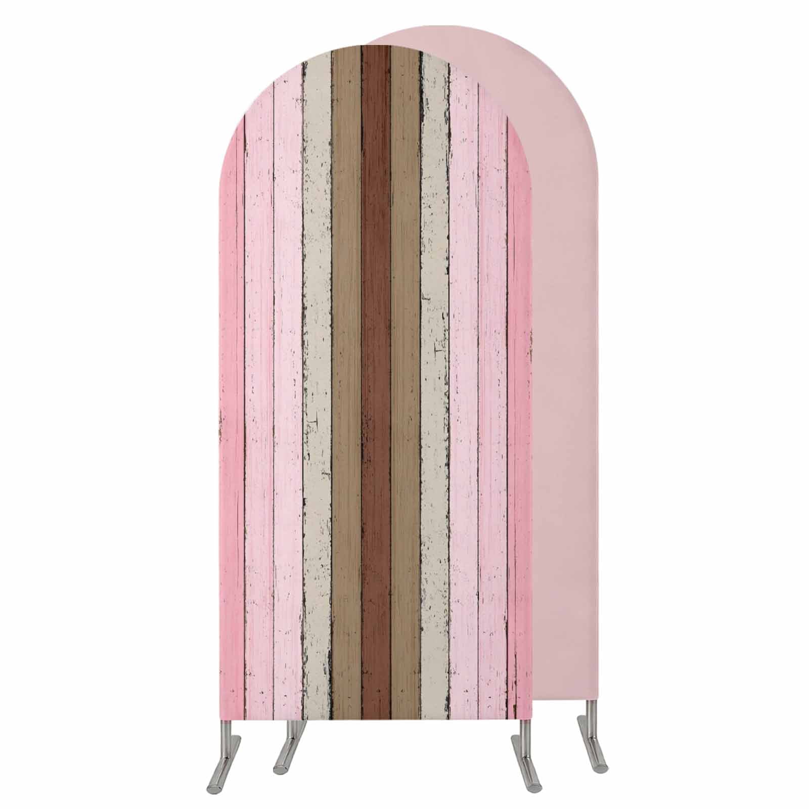 6.6FT Arch Backdrop Covers, Pink Wood Grain Wedding Arch Cover Stretchy ...