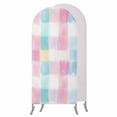 6.6FT Arch Backdrop Covers, Punk Blue Check Wedding Arch Cover Stretchy ...