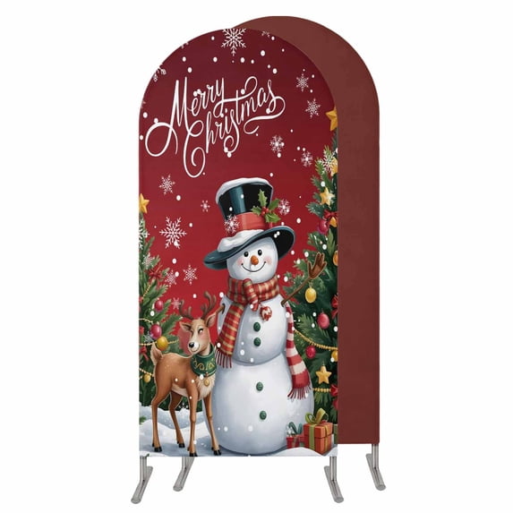 6.6FT Arch Backdrop Covers, Red Christmas Wedding Arch Cover Stretchy ...