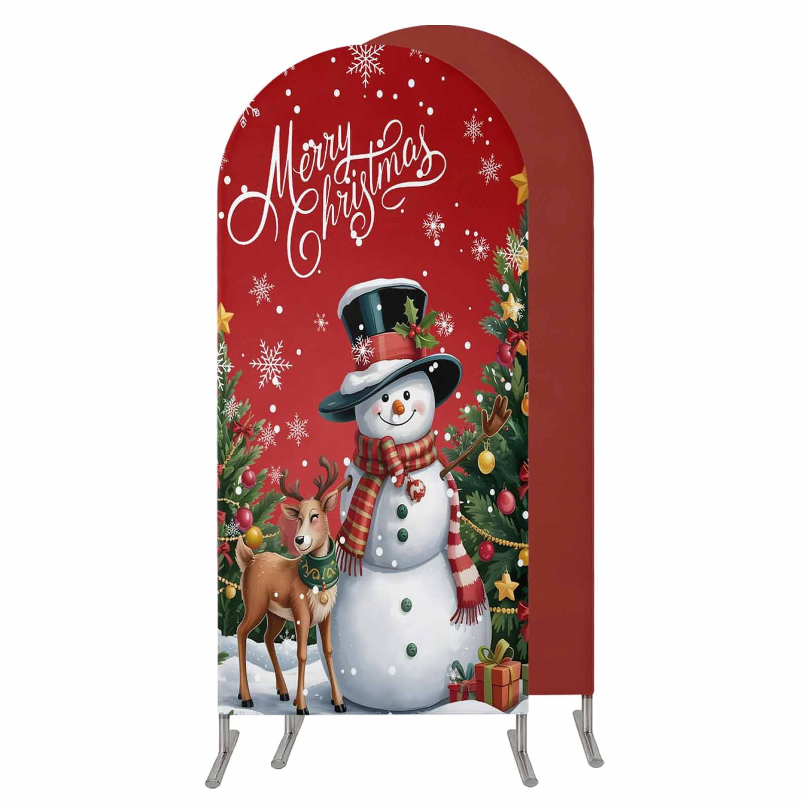 6.6FT Arch Backdrop Covers, Red Christmas Wedding Arch Cover Stretchy ...
