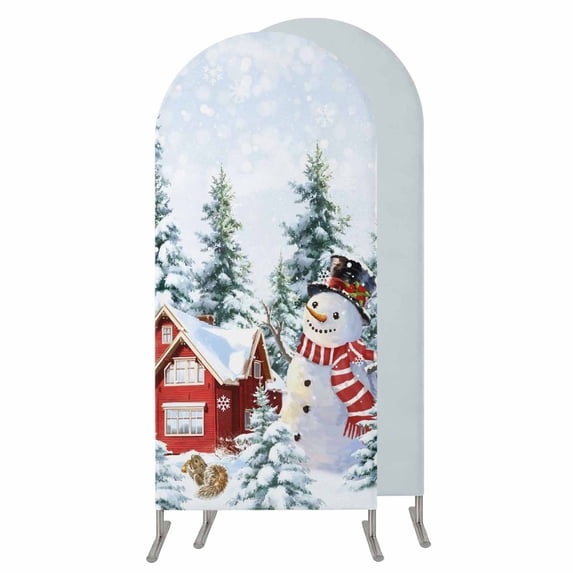 6.6FT Arch Backdrop Covers, Red Snowman Christmas Wedding Arch Cover ...
