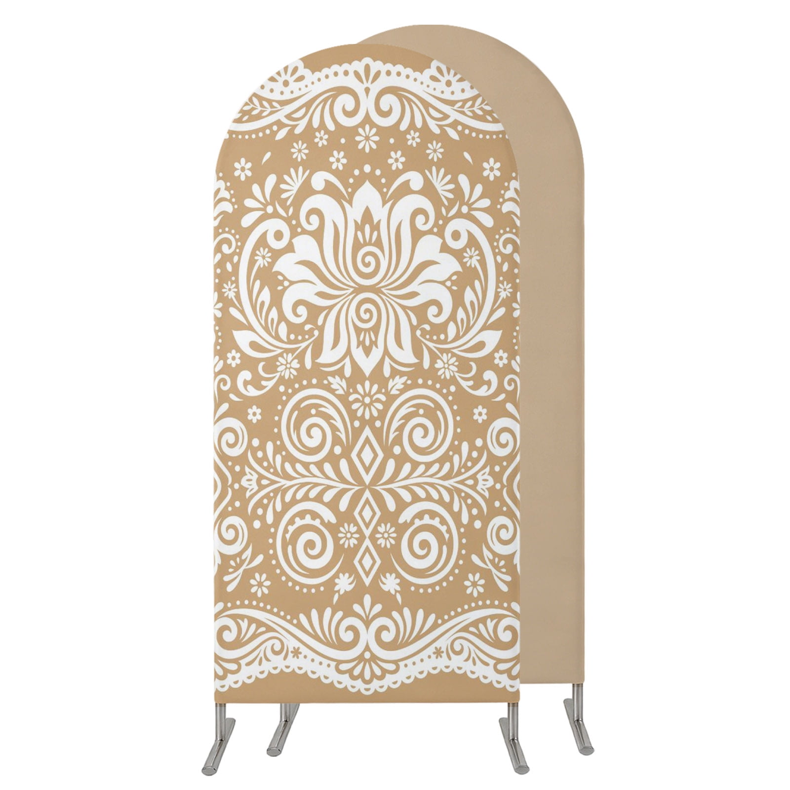 6.6FT Arch Backdrop Covers, Rustic Brown Wedding Arch Cover Stretchy ...