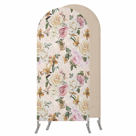 6.6FT Arch Backdrop Covers, Spring Floral Wedding Arch Cover Stretchy ...