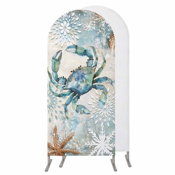 6.6FT Arch Backdrop Covers, Teal Crab Coastal Wedding Arch Cover ...