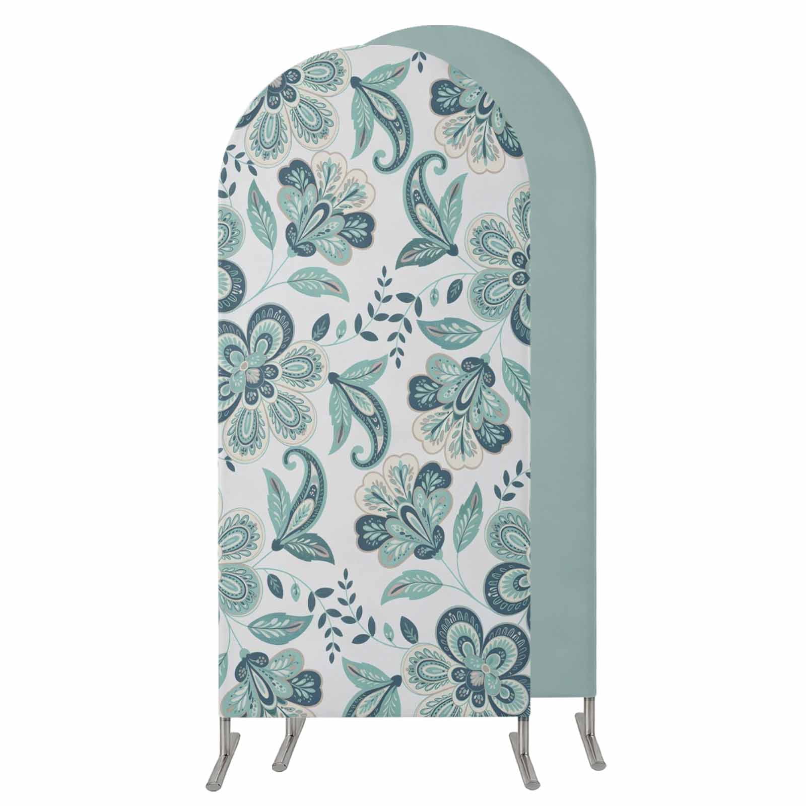 6.6FT Arch Backdrop Covers, Teal Paisley Floral Wedding Arch Cover ...