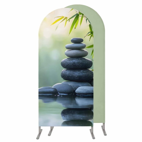 6.6FT Arch Backdrop Covers, Zen Stones Wedding Arch Cover Stretchy ...