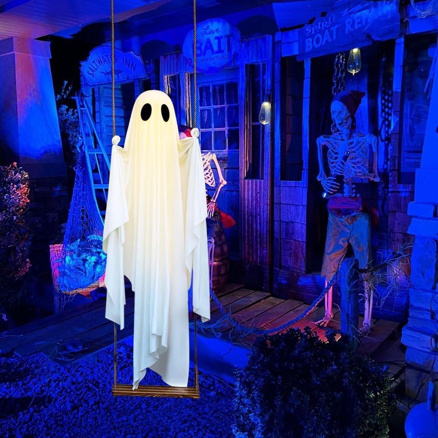 6.6FT Light-Up Halloween Hanging Ghost Swing – Spooky Cute Decor for ...