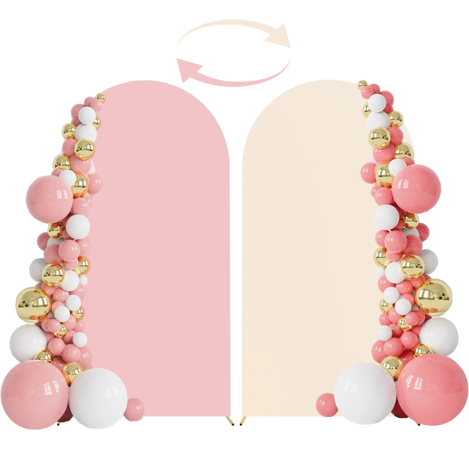 6.6FT Pink/ApricotDouble Sides Wedding Arch Cover Spandex Fitted ...