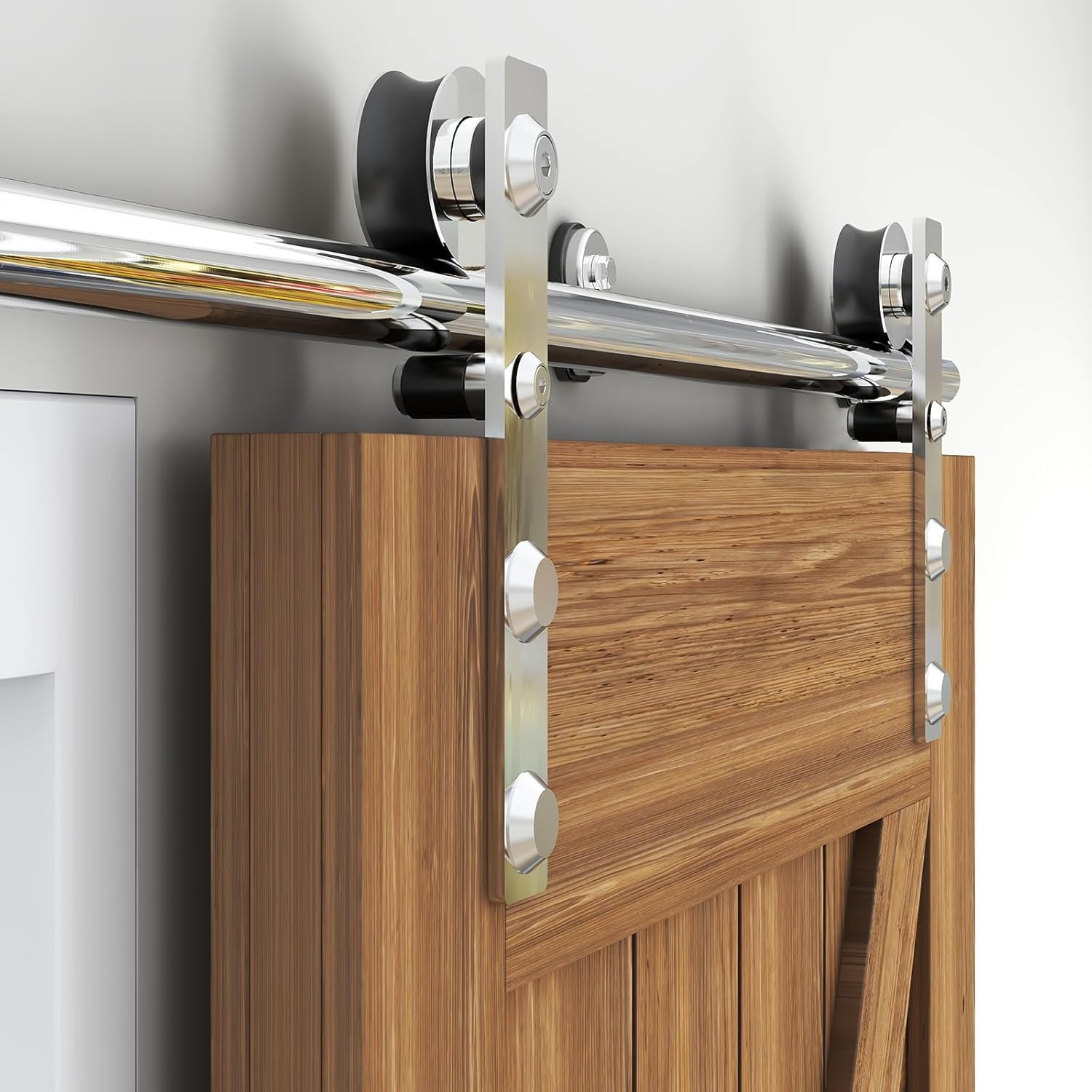 6.6FT Stainless Steel Sliding Barn Door Hardware Kit, Heavy Duty Sturdy ...