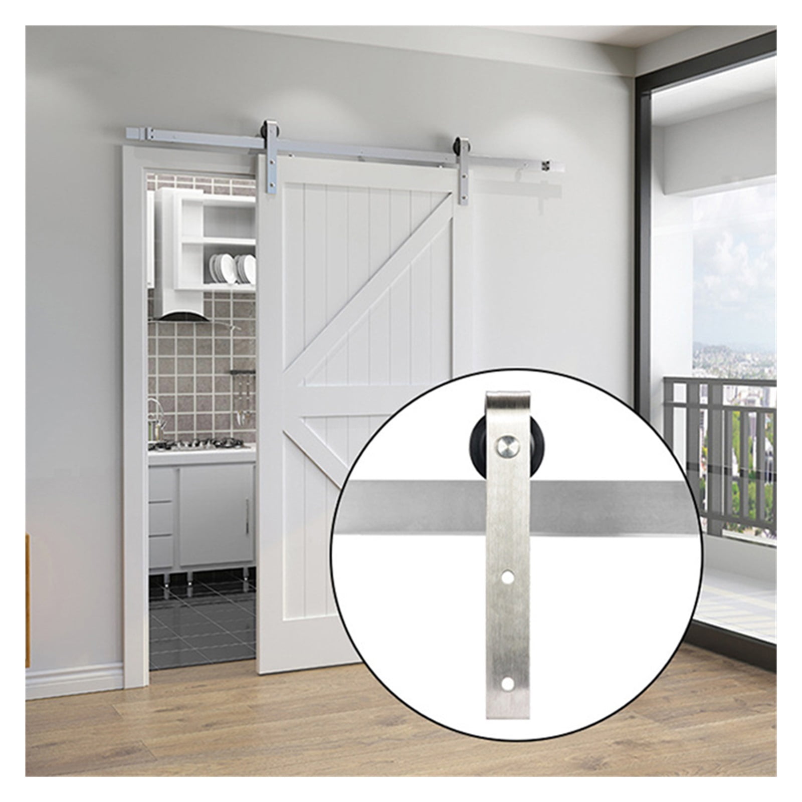 6.6FT Stainless Steel Sliding Door Hardware, Wood Barn Door Hardware ...