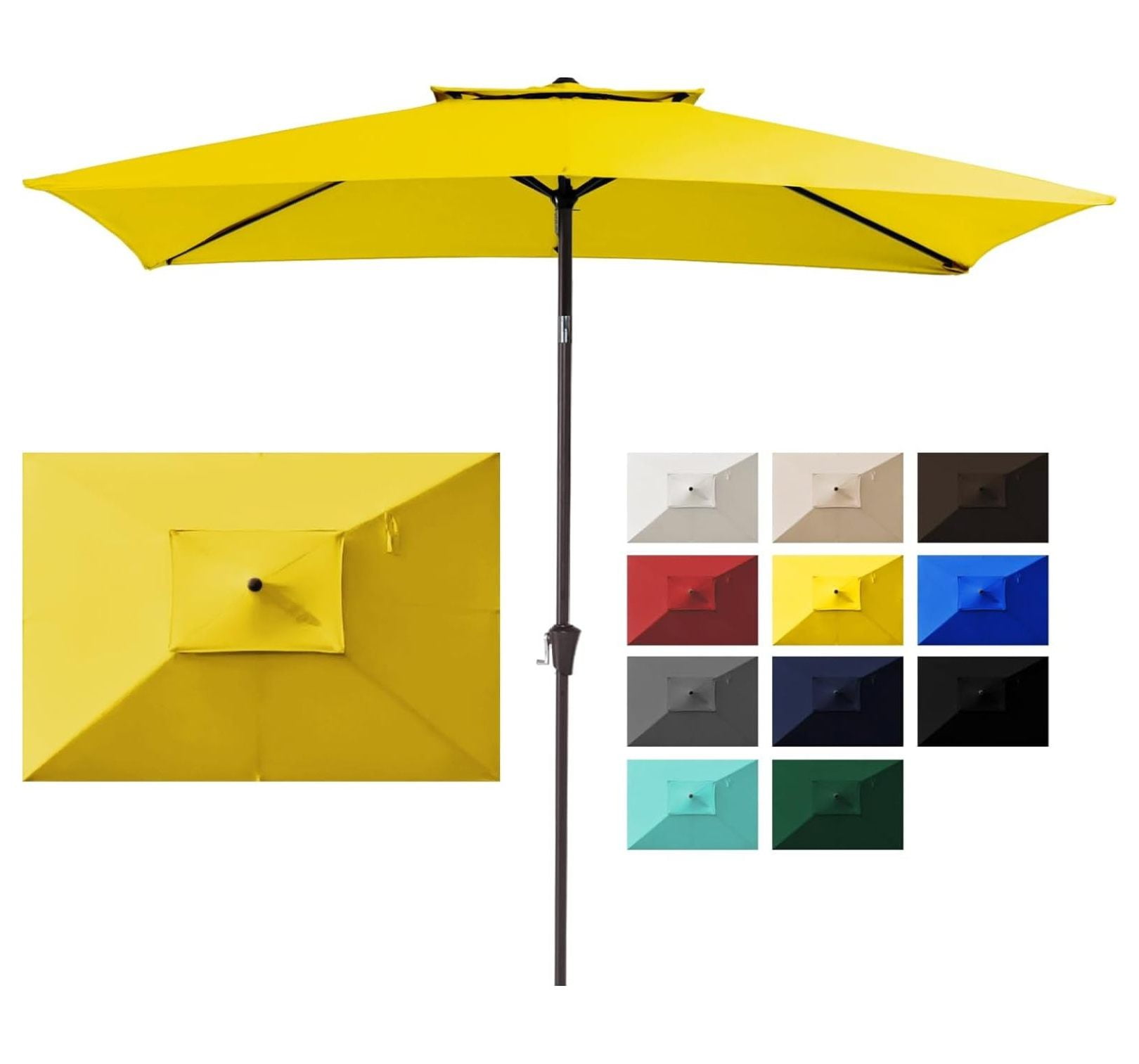 6.6FTx10FT 2-Tiers Rectangular Patio Umbrellas Outdoor Large Market ...