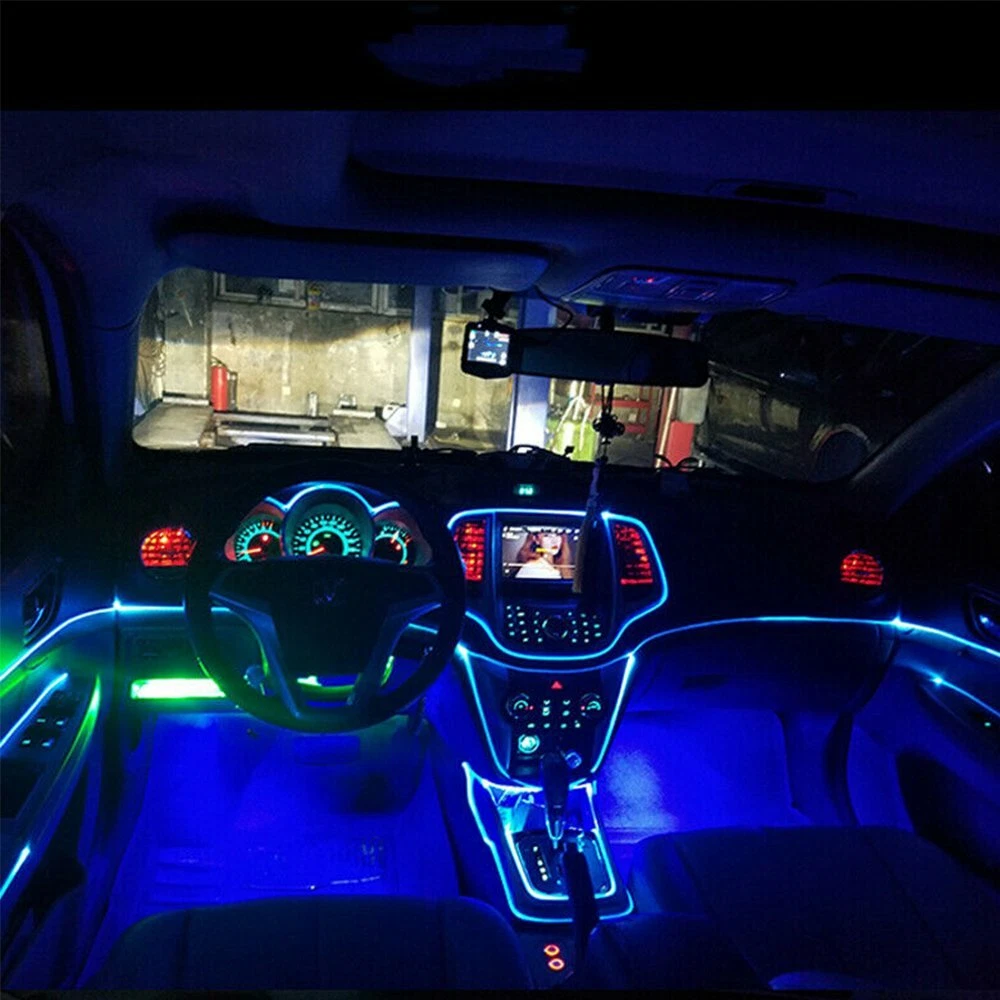 6.6Ft Led Blue Car Interior Decor Atmosphere Wire Strip Light Lamp ...