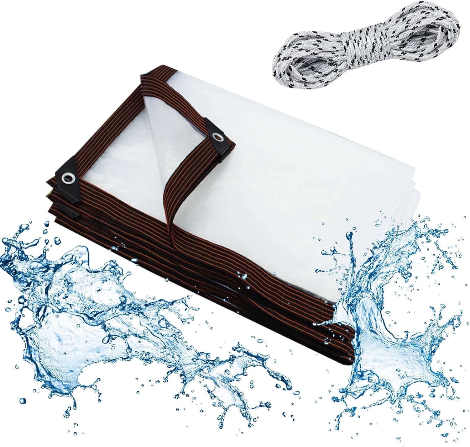 6.6X6.6FT Clear Waterproofs Tarps(Increase Grommets+Windproof Rope ...