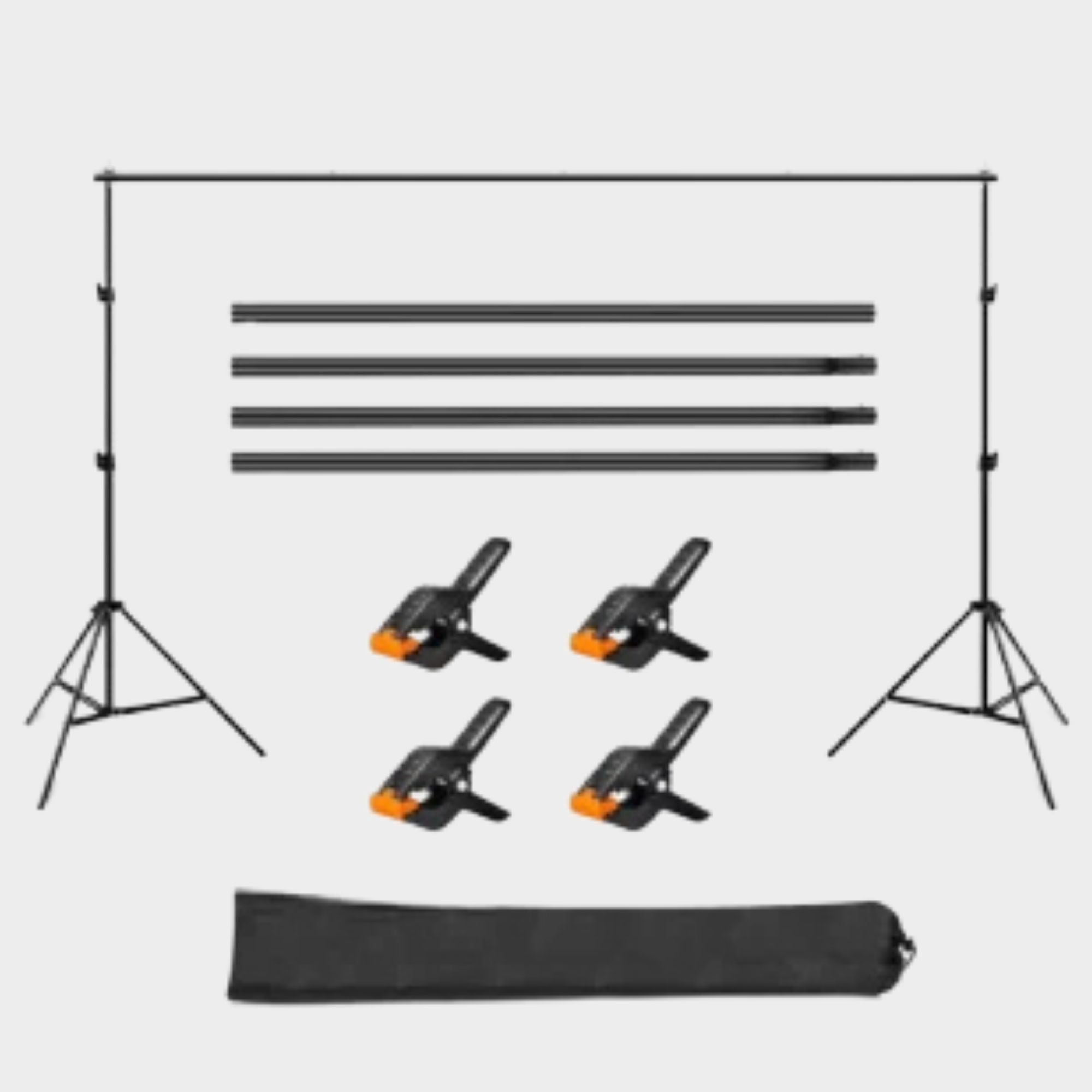 6.6ft 9.8ft Black Metal Backdrop Stand with Carrying Bag & Flat Base ...