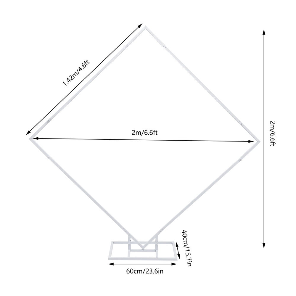 6.6ft Metal Wedding Stand Square Shelf Party Balloon Backdrop Frame ...