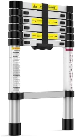 6.6ft Telescopic Ladder, 330 Lb Aluminum Telescopic Folding Ladder with ...