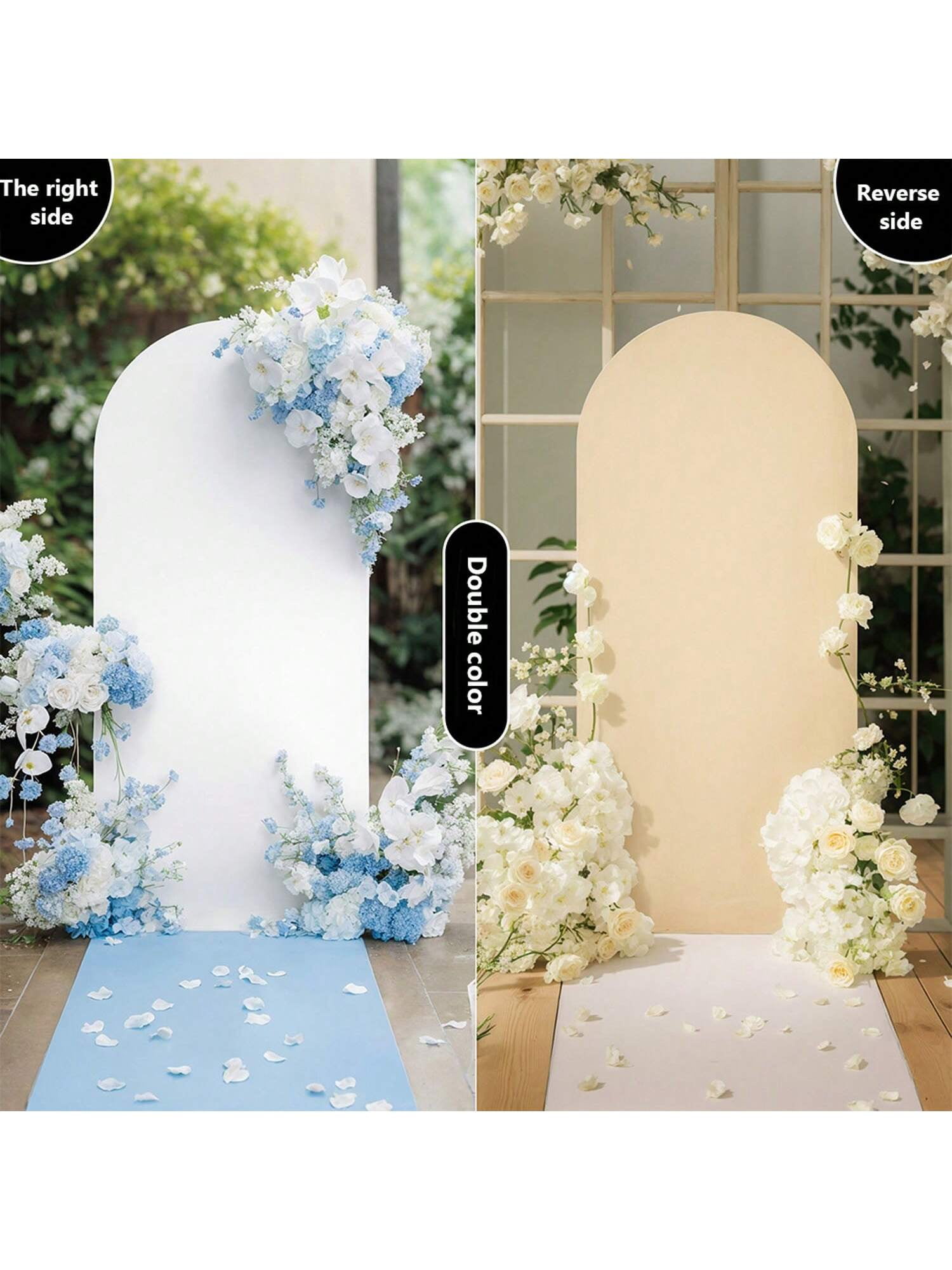 6.6ft Wedding Arch Cover Dual-Sided Color Round Top Arch Backdrop ...