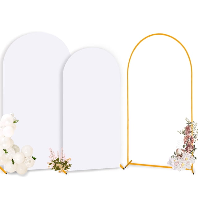 6.6ft Wedding Backdrop Arch Stand with White Arch Cover for Birthday ...