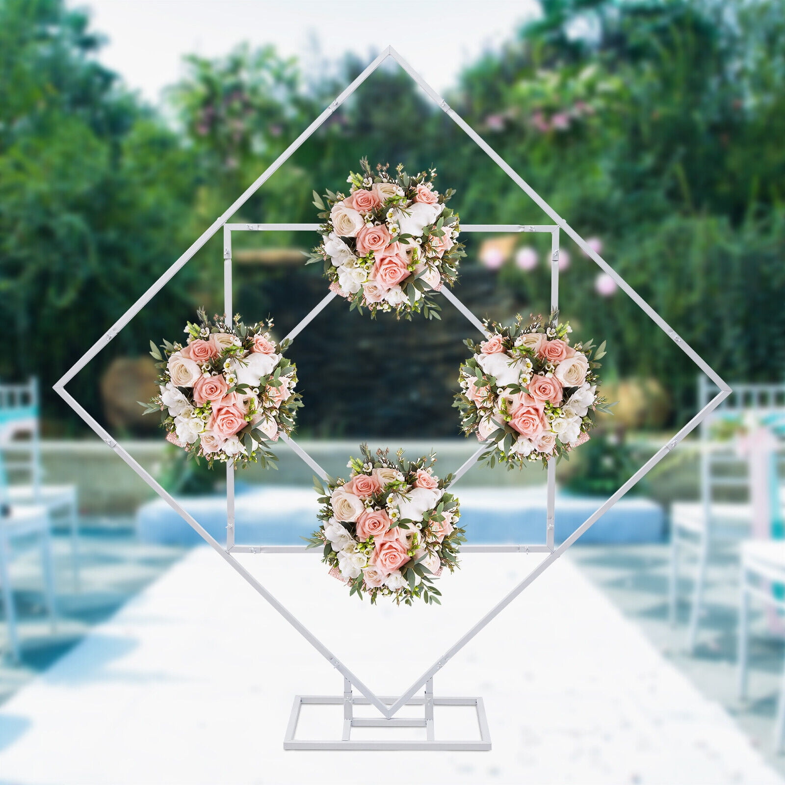 6.6ft Wedding Stand Arch Backdrop Rack Circle Balloon Frame Venue Decor ...