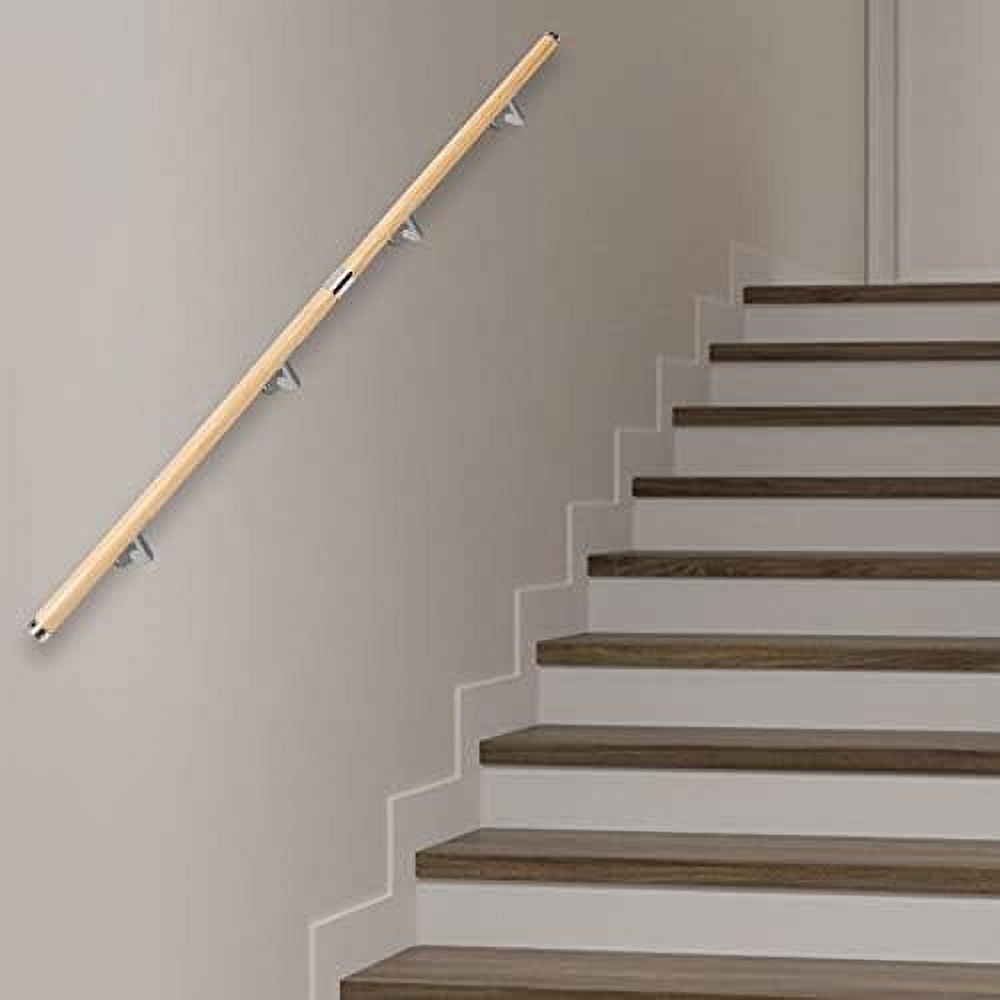 6.6ft Wood Handrails for Indoor Stairs, Wall Mount Stair Handrails ...