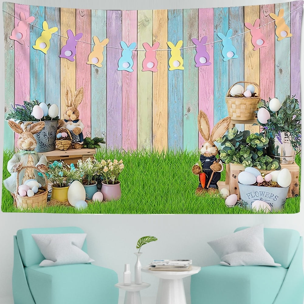 6.6x5ft Easter Decorations Backdrop Large with Bunny Birthday Easter ...