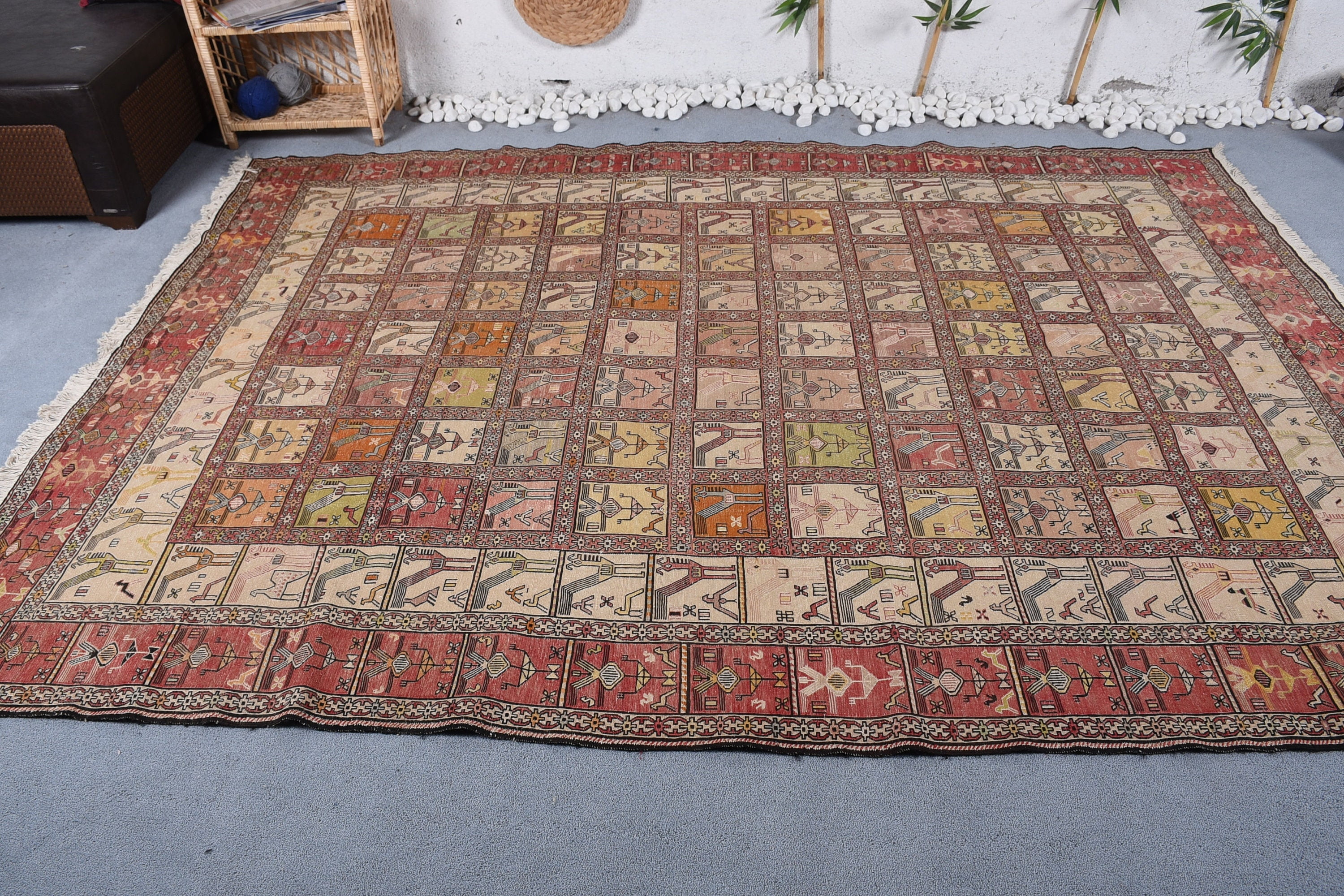 6.6x9.3 ft Large Rugs, Kitchen Rug, Bedroom Rug, Pastel Rug, Vintage ...