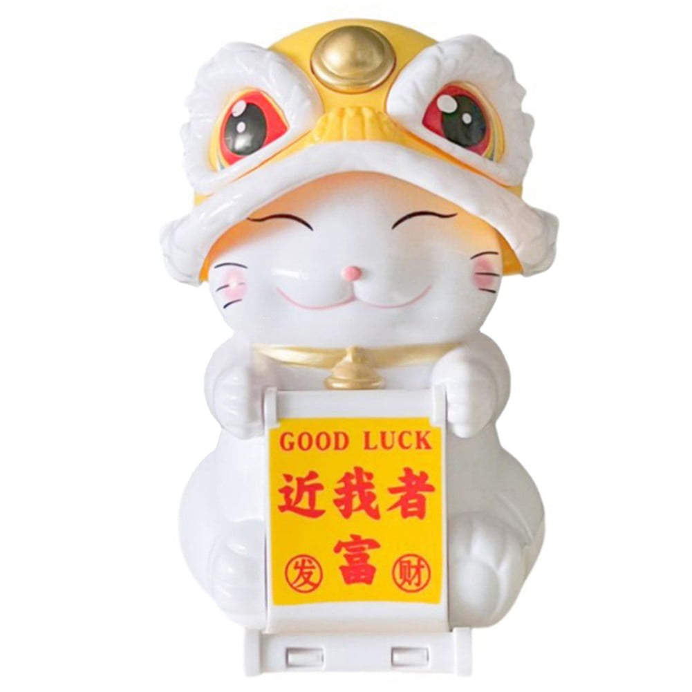 6.7*7.7*9.5CM Solar Powered Automatic Nodding Lion Dance Fortune Cat ...