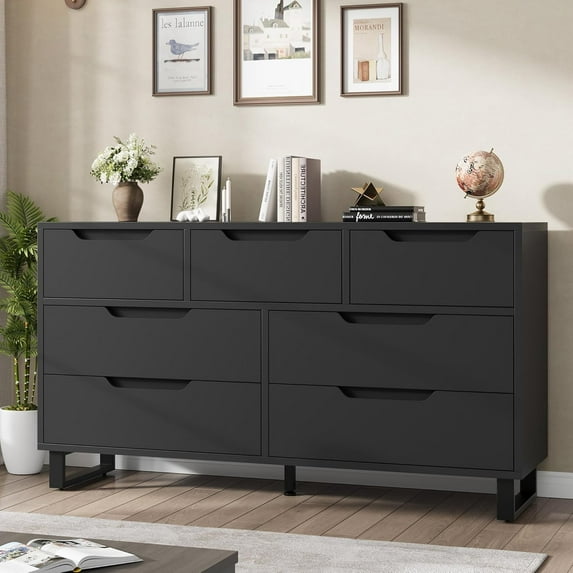 6/7/8 Drawers Bedroom Dresser - Freestanding Horizontal Wooden Storage ...