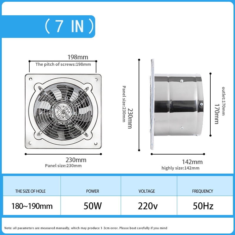 6''7''8''Industrial Exhaust Fan Kitchen Range Fume Ventilator Silent ...