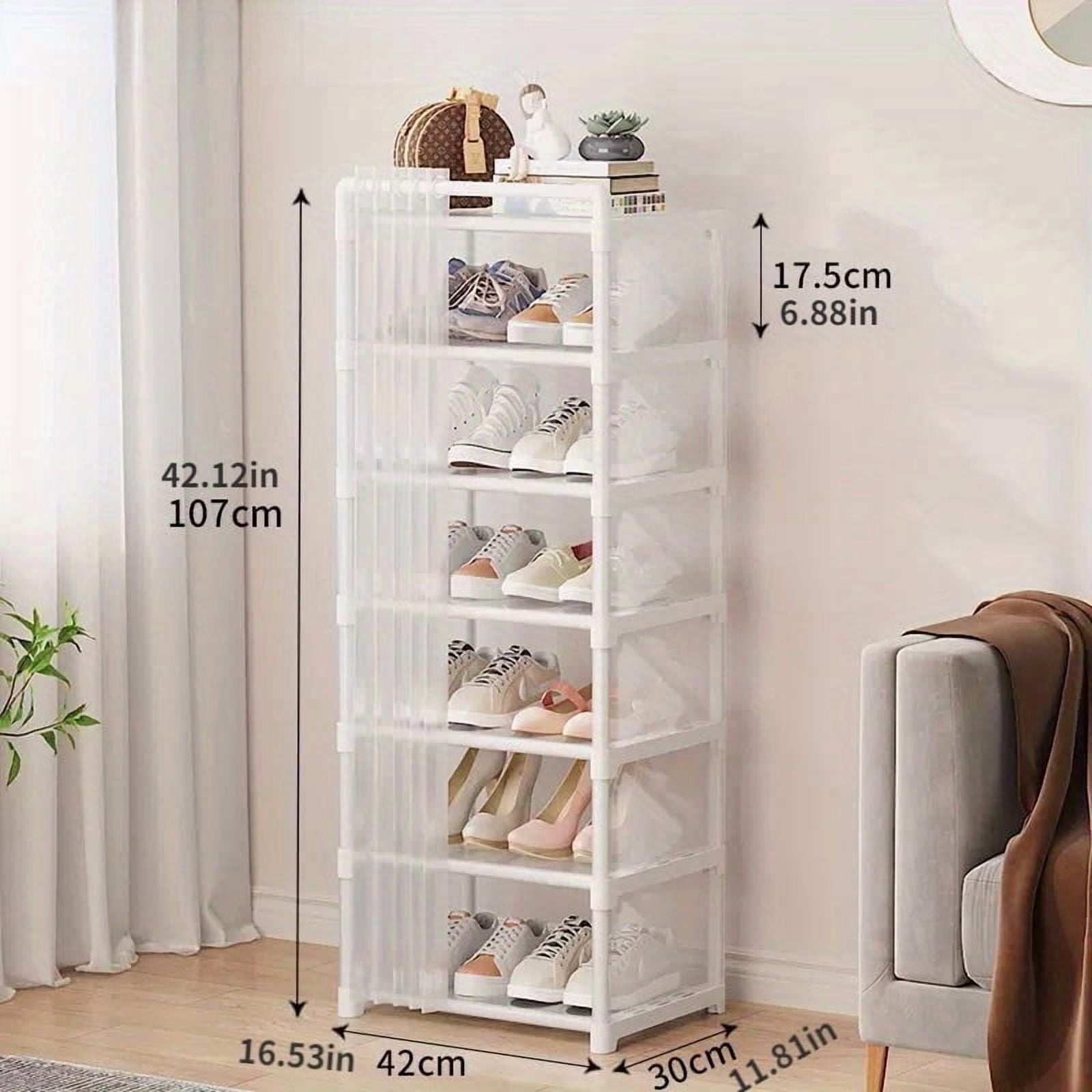 6/7/8-Tier Stackable Shoe Rack with Wheels - Removable Dust-Proof ...
