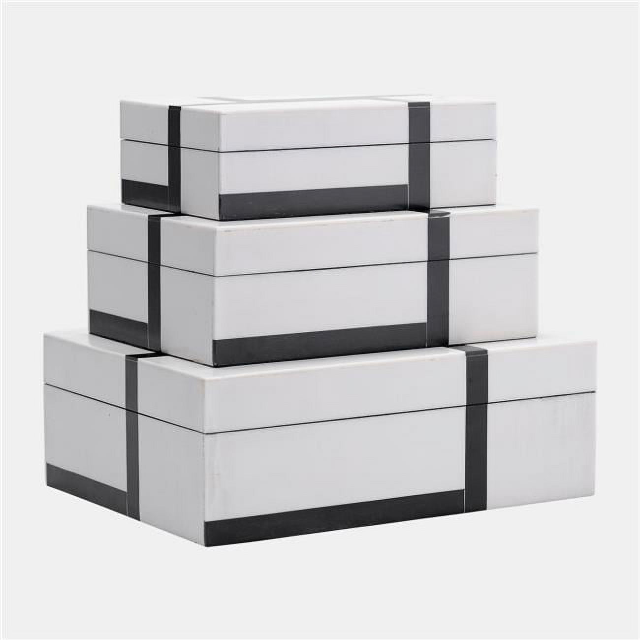 6, 7 & 9 in. Resin Bold Lines Design Rectangle Boxes - Black & White ...