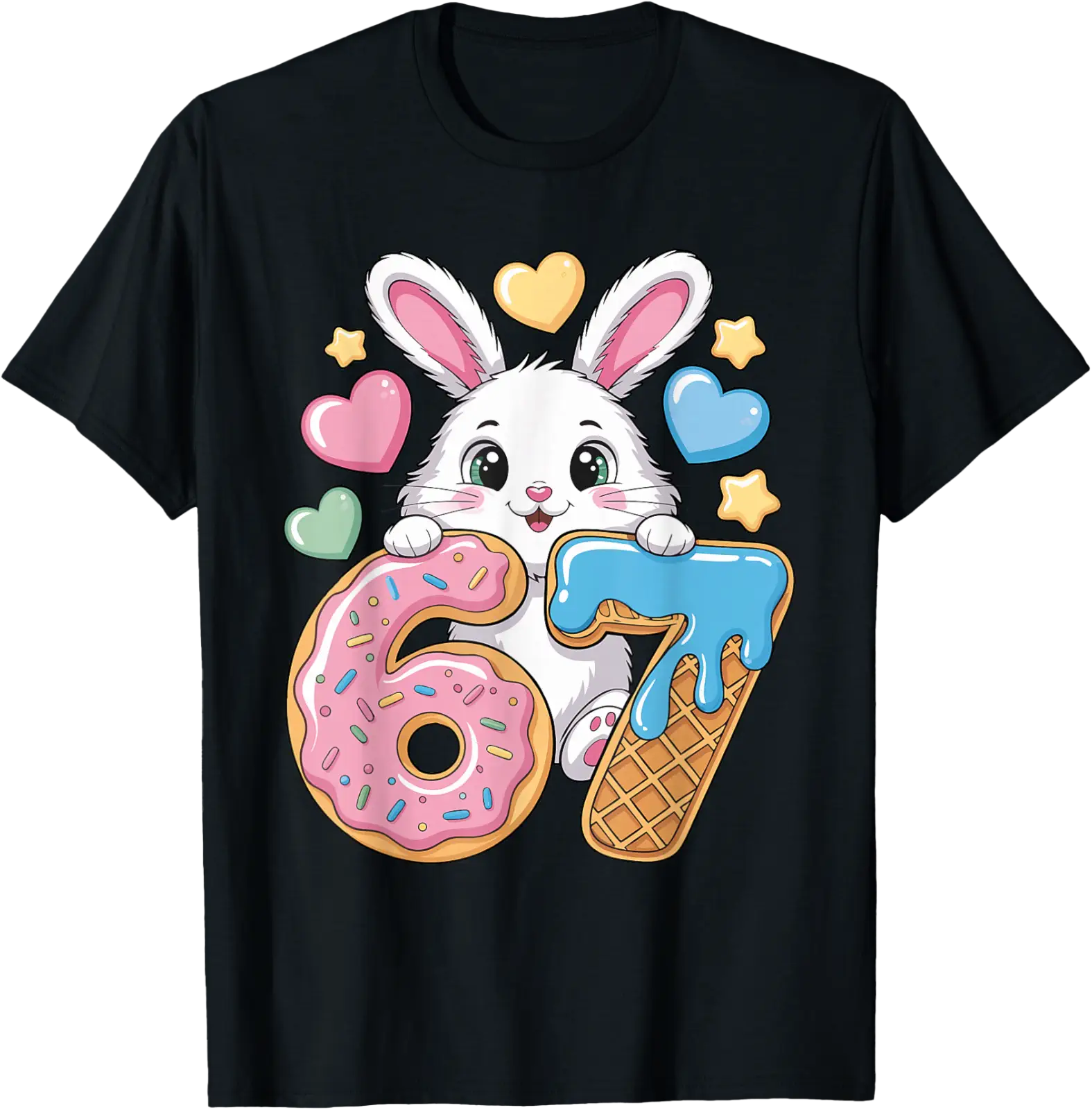 6 7 Bunny Ice Cream Drip Cool 67 Rabbit Six Seven T-Shirt - Walmart.com