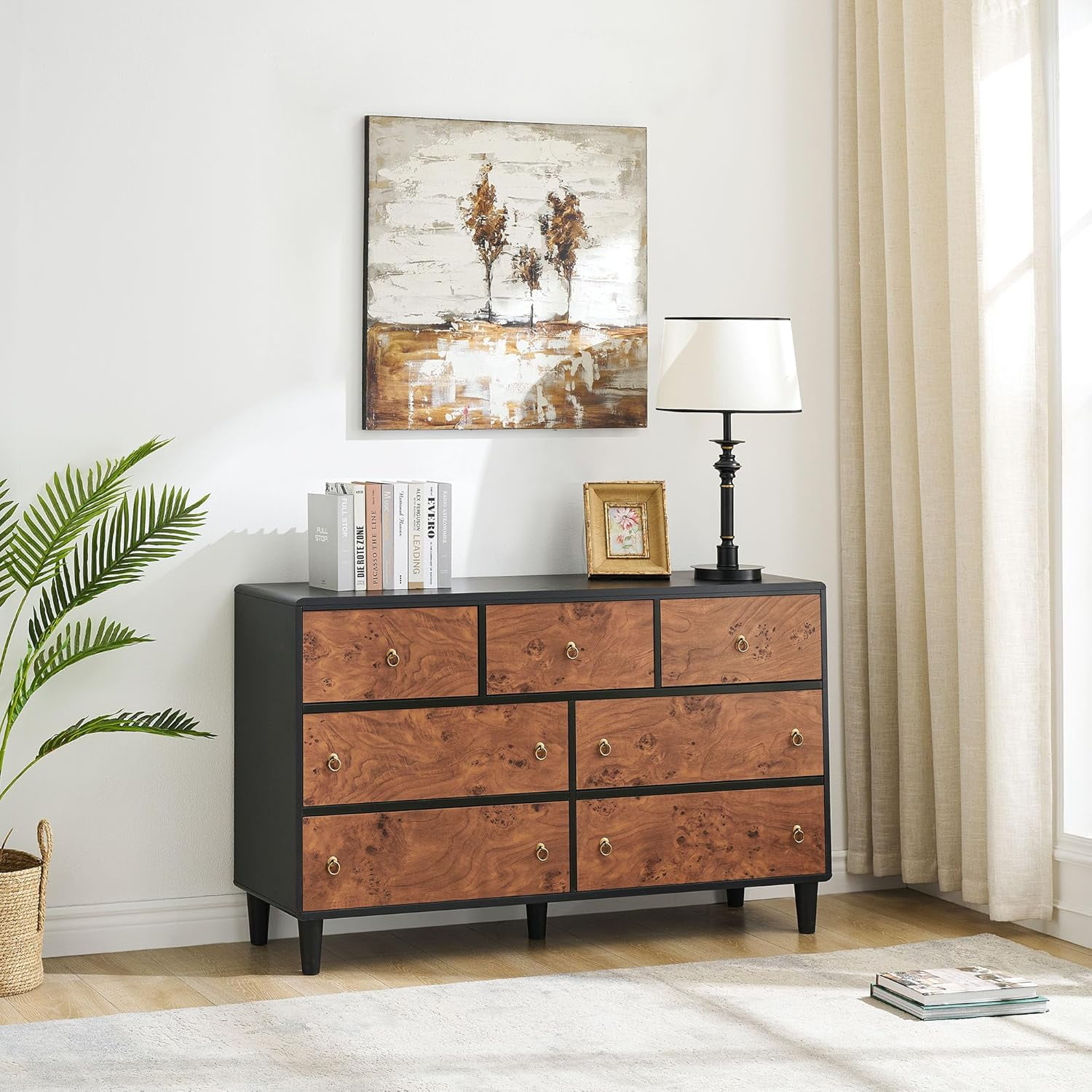 6/7 Drawers Dresser,Modern Chest of Drawers with Natural Texture ...