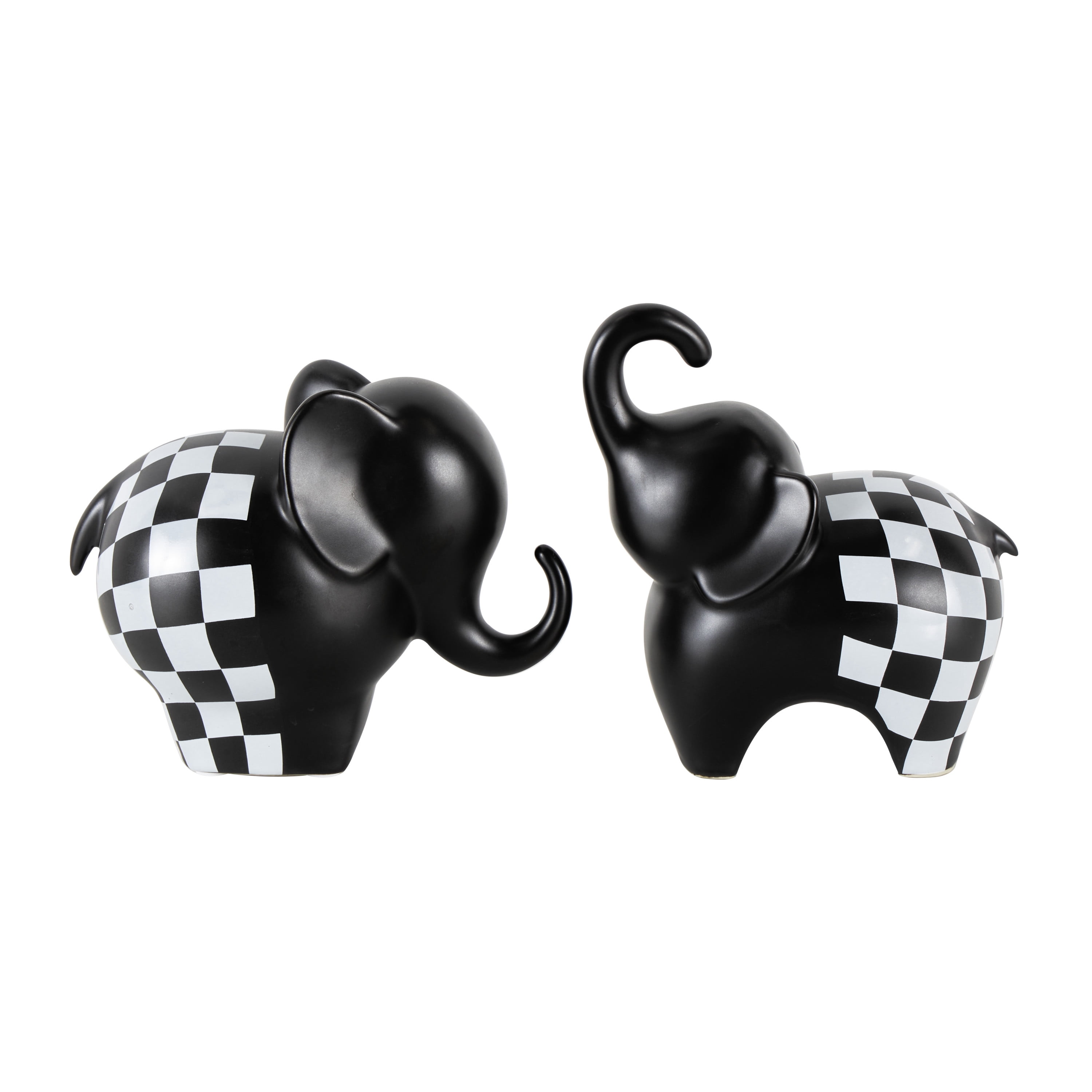 DecMode Black Ceramic Elephant Sculpture Set, 2 Count - Walmart.com