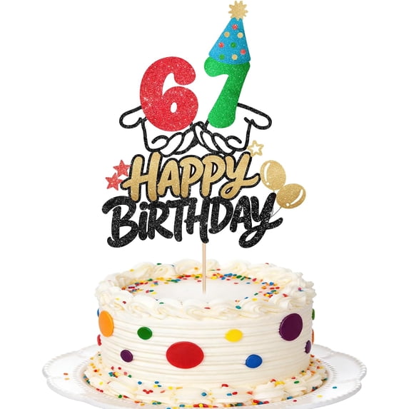 6 7 Happy Birthday Cake Topper, Glitter Happy Birthday Cake Decor for ...