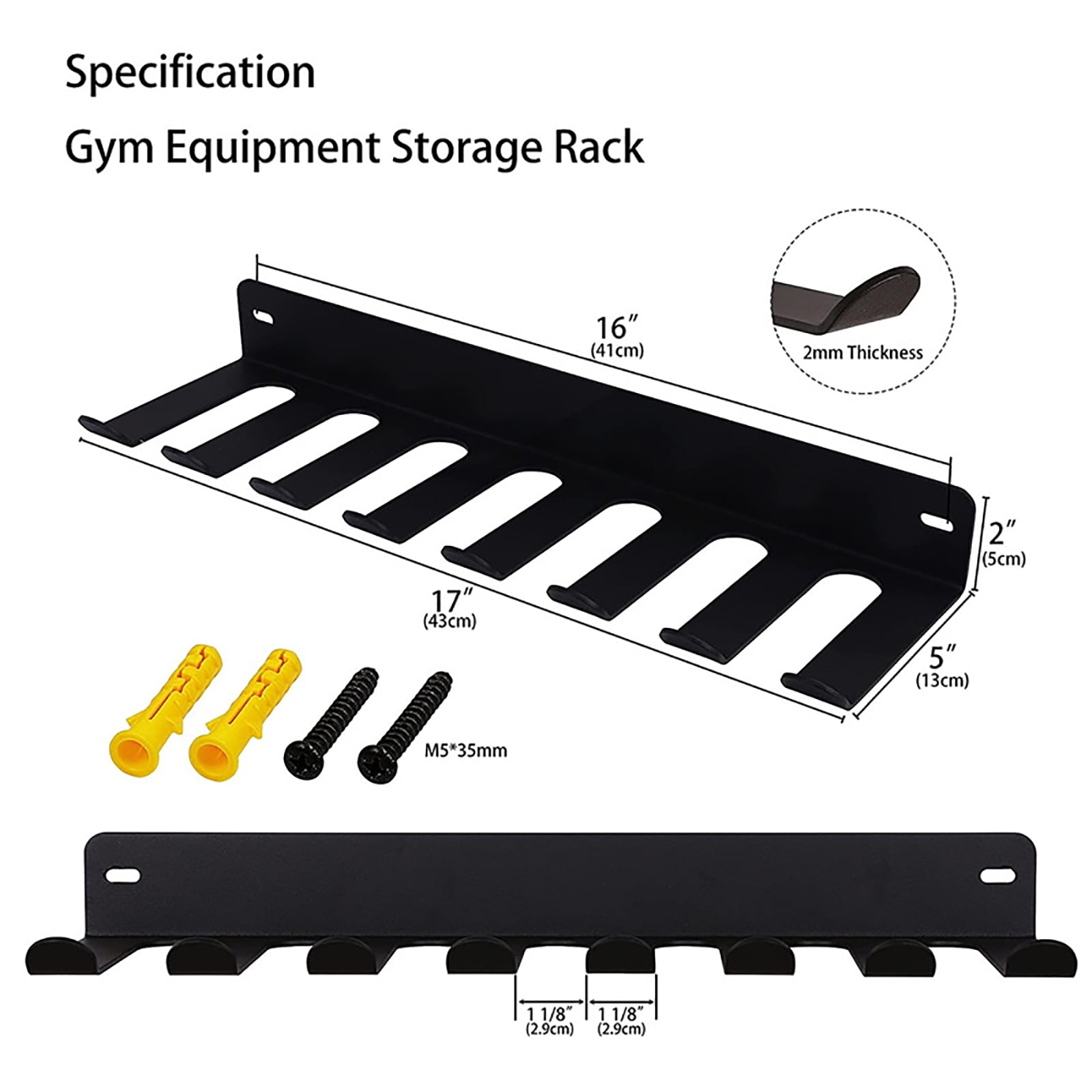 6/7 Holes Gym Storage Rack Wall-mounted Dumbbell Lifting Fitness ...