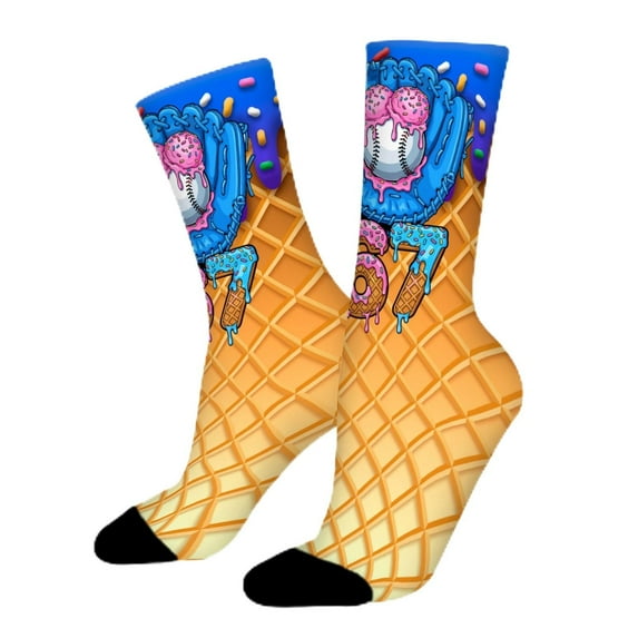 6-7 Ice Cream Drip 67 Meme Funny Six Seven Socks Funny Number Half Calf ...