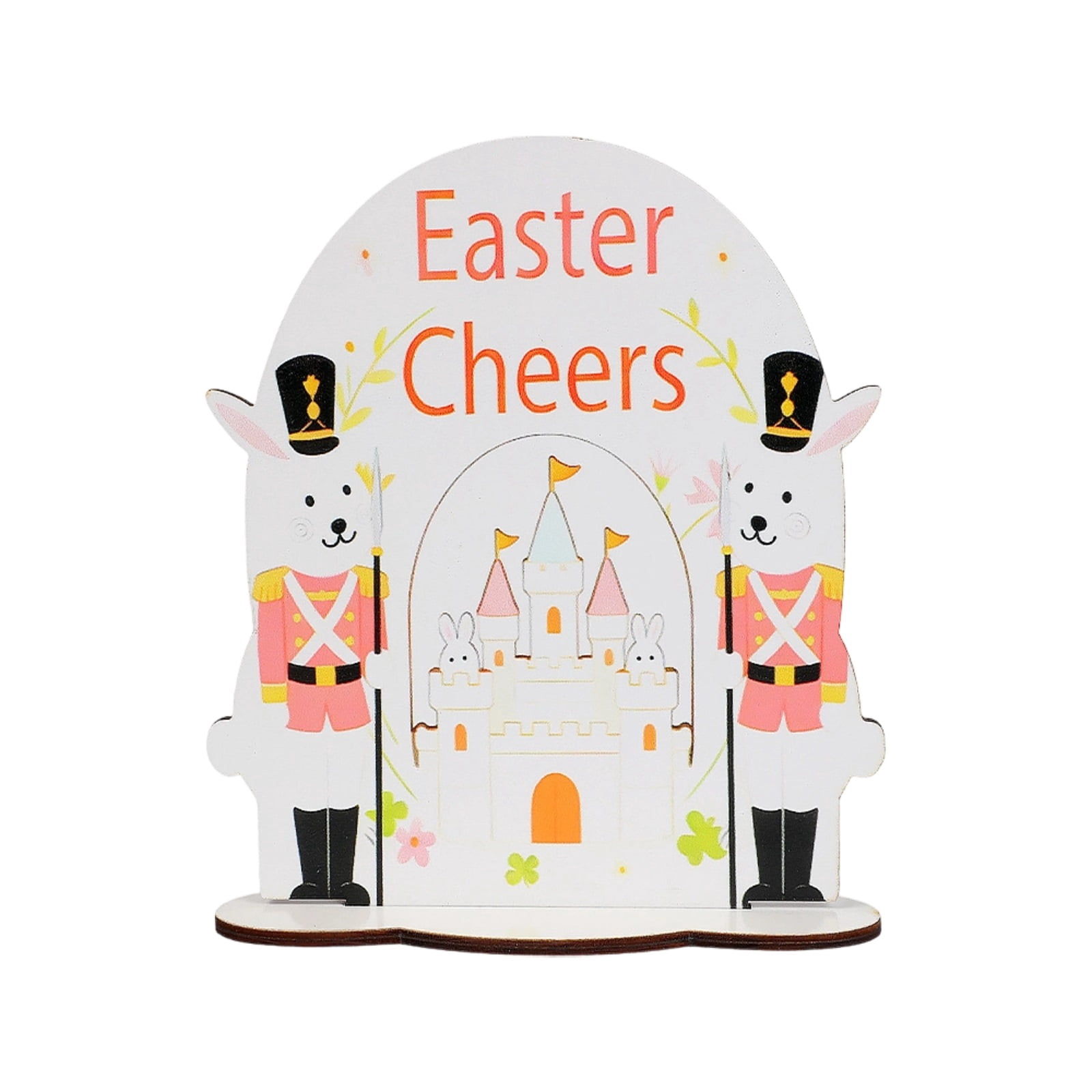 6.7 Inch 'Easter Cheers' Easter Wooden Table Sign - Cute Bunny Pattern ...