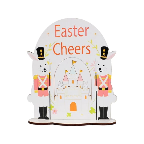 6.7 Inch 'Easter Cheers' Easter Wooden Table Sign - Cute Bunny Pattern ...