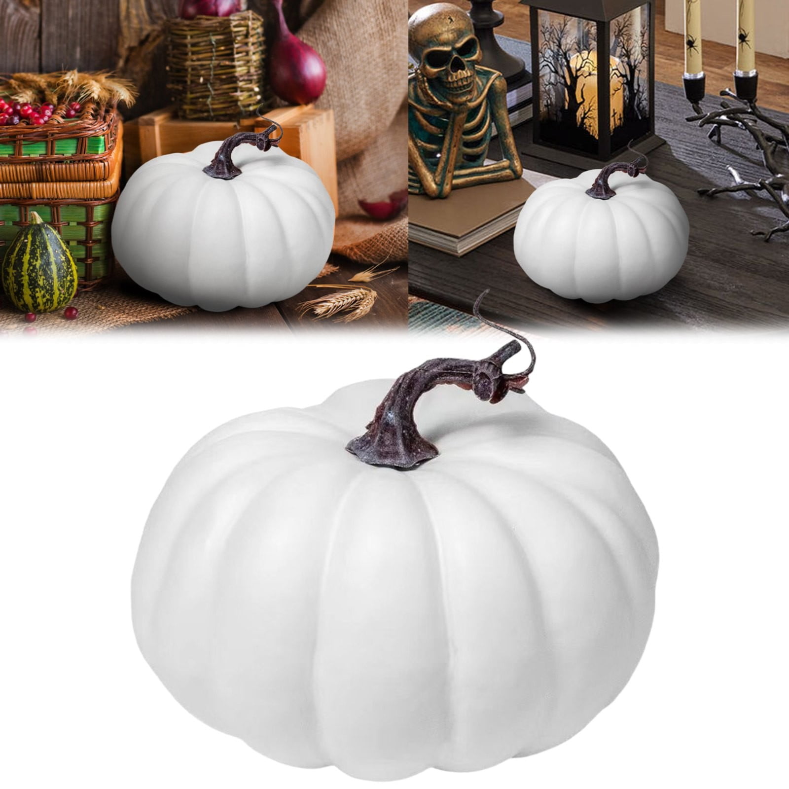 6.7 Inch Large White Fake Pumpkin Artificial Pumpkins Fall Decor ...