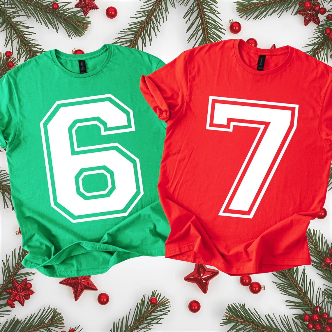 6 7 Matching Shirts, Funny Number T-Shirts for Couples, Friends, and ...