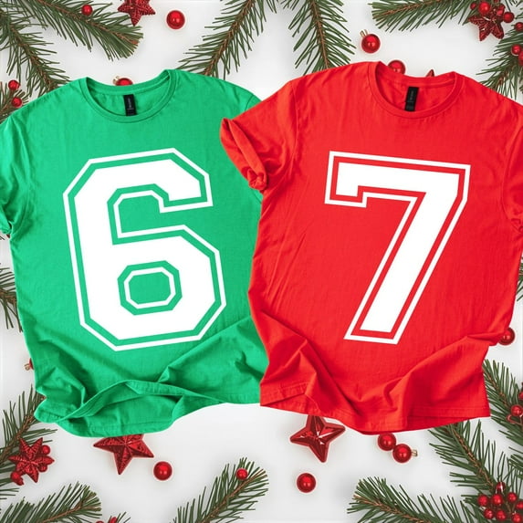 6 7 Matching Shirts, Funny Number T-Shirts for Couples, Friends, and ...