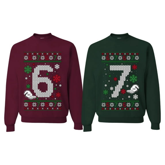 6 7 Meme Funny Matching His and Hers Couples Sweatshirt Christmas ...