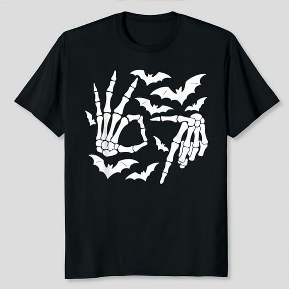6 7 Meme Halloween Skeleton Hand Sign Graphic T-Shirt Unisex, Sizes S ...