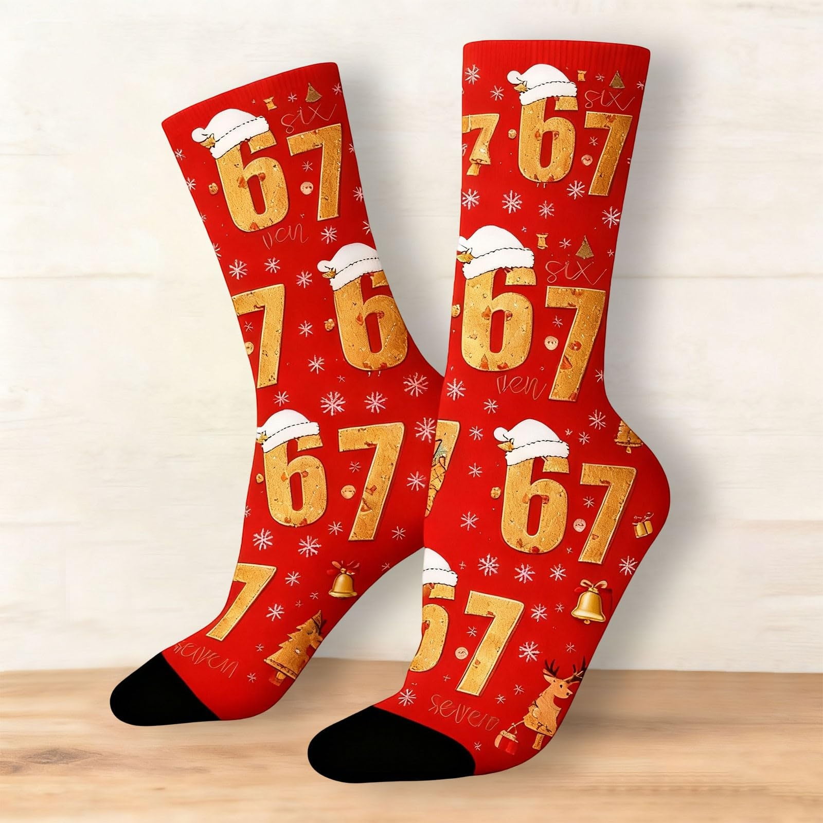 6 7 Meme Ice Cream Drip 67 Meme Funny Six Seven Socks Funny Number Half Calf 67 Socks K-ids ...