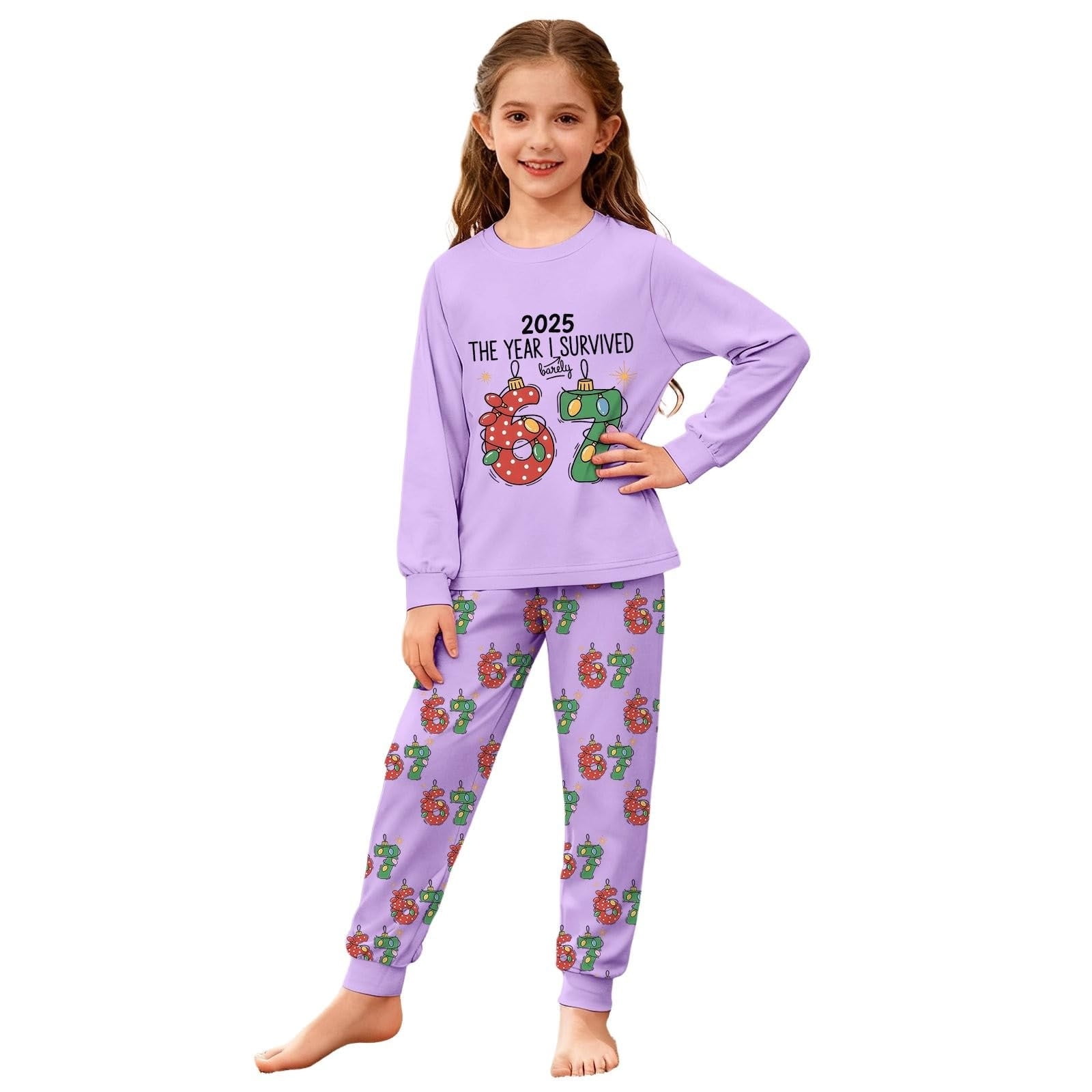 6 7 Meme Kids Outfits 2025 The Year I Survived Print Holiday Set 2 ...