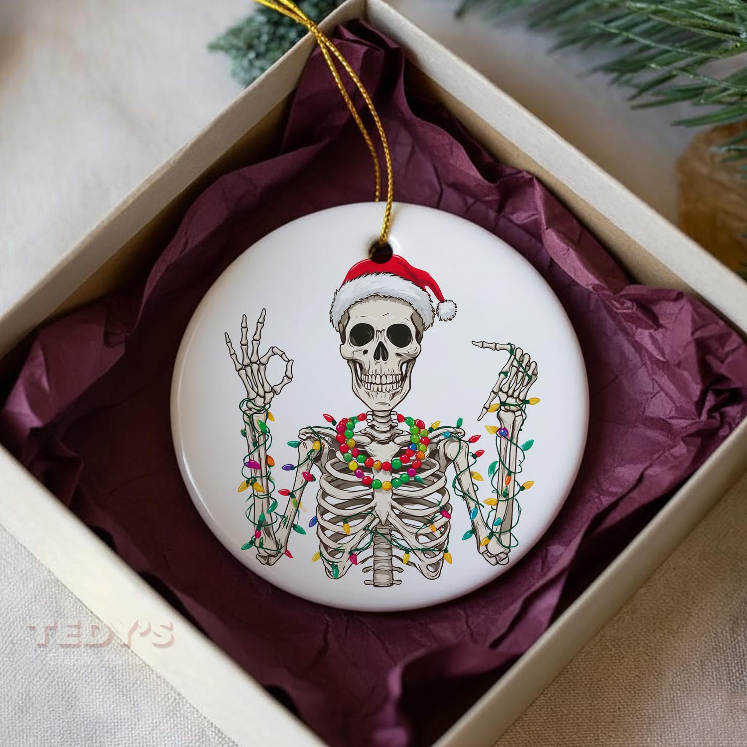6-7 Meme Ornament, Skeleton Santa Says 6-7 Ornament, Tween Christmas ...
