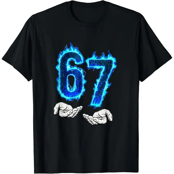 6 7 Meme Six Seven 67 Hands Meme Funny Men Girls Boys Kids T-Shirt ...