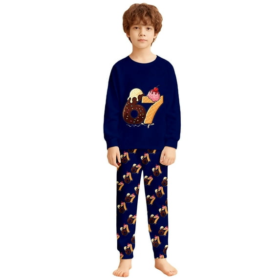 6 7 Pajamas Kids Boys And Girls Chocolate Drips Print Shirt And Pants ...