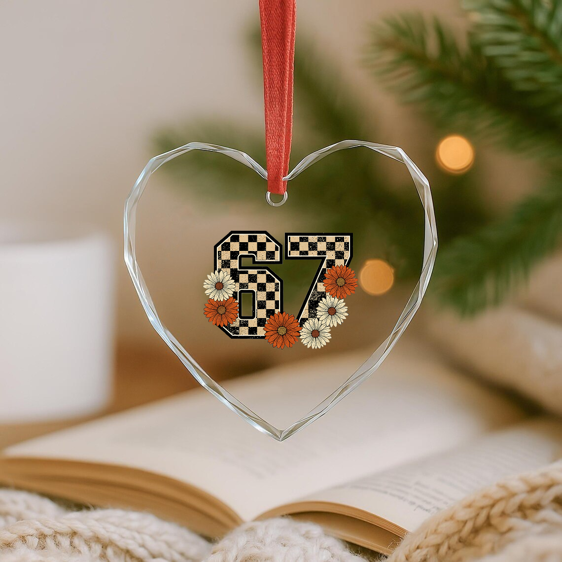 6 7 Retro Fall Checkerboard Haunted By 67 Six Seven 1 Ornament Home ...